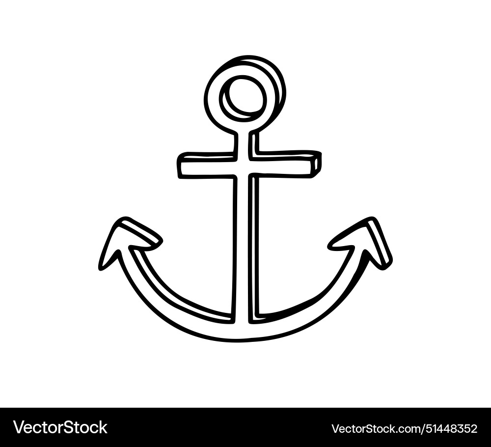 Anchor doodle outline hand drawn icon Royalty Free Vector