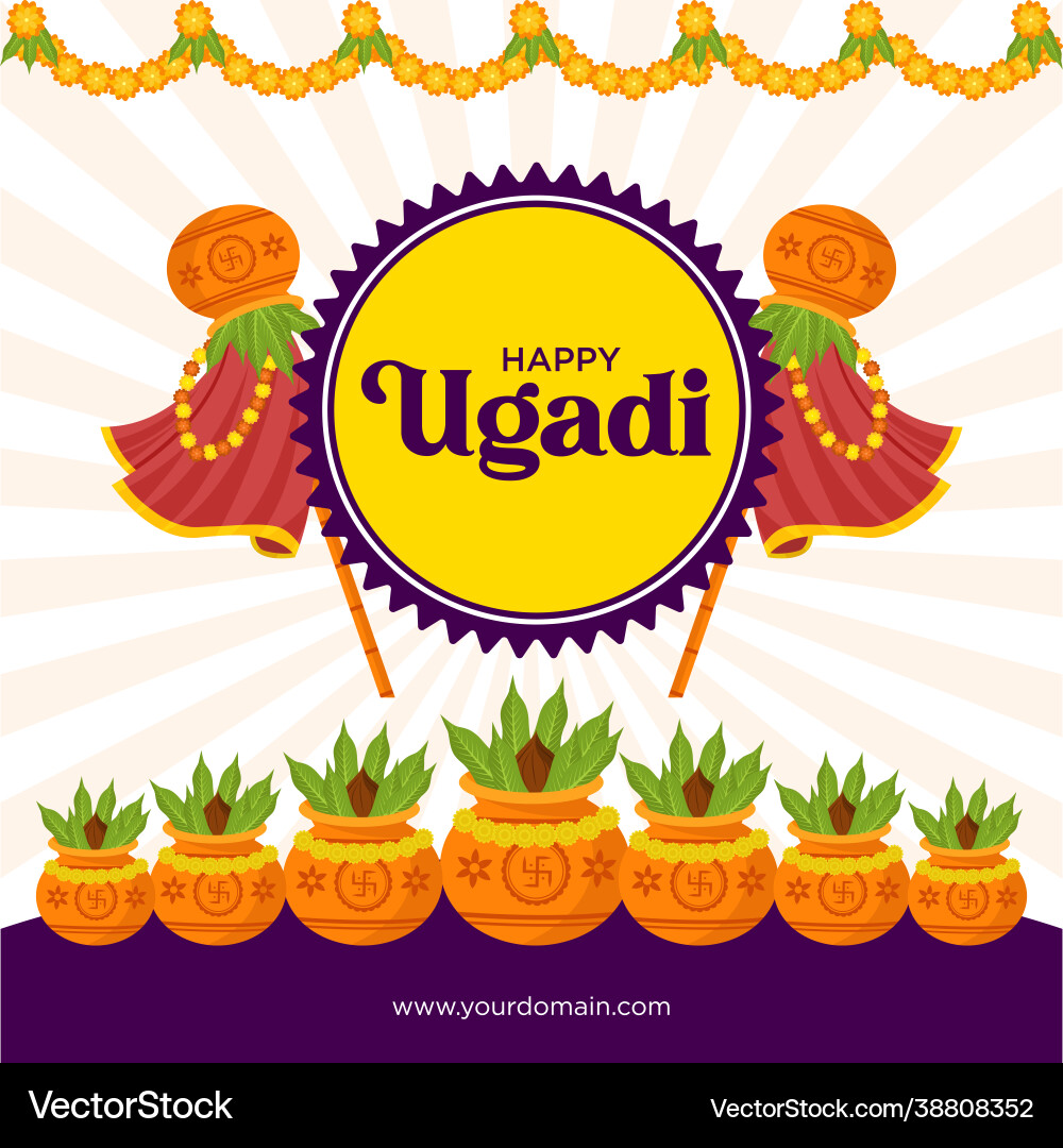 Banner design happy ugadi Royalty Free Vector Image