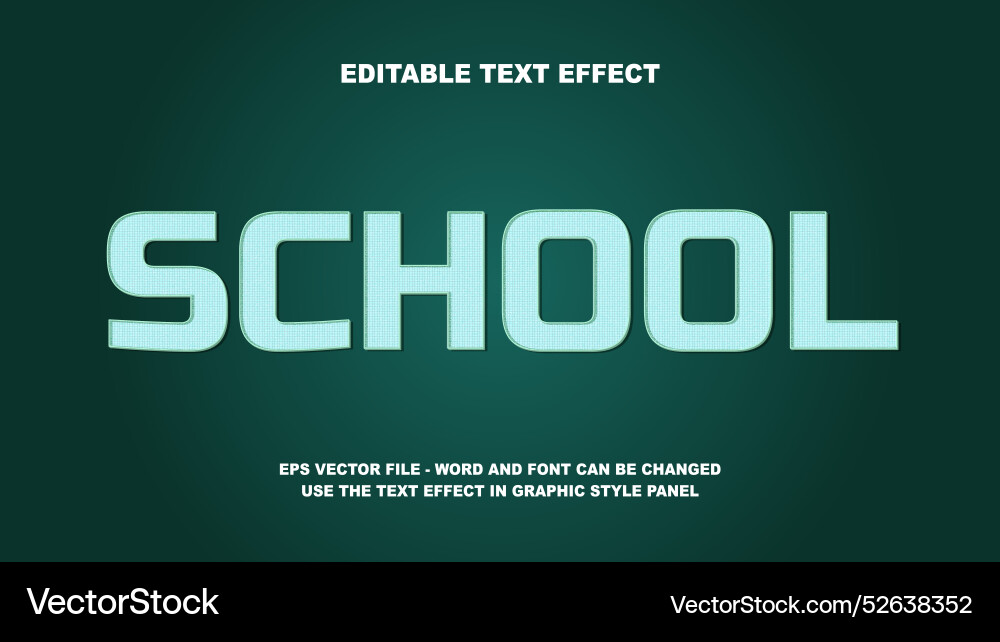 Editable text effect school 3d template Royalty Free Vector