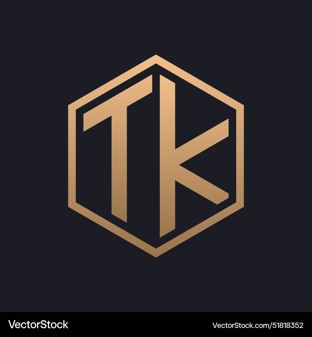 Elegant hexagon letter tk logo design initial Vector Image
