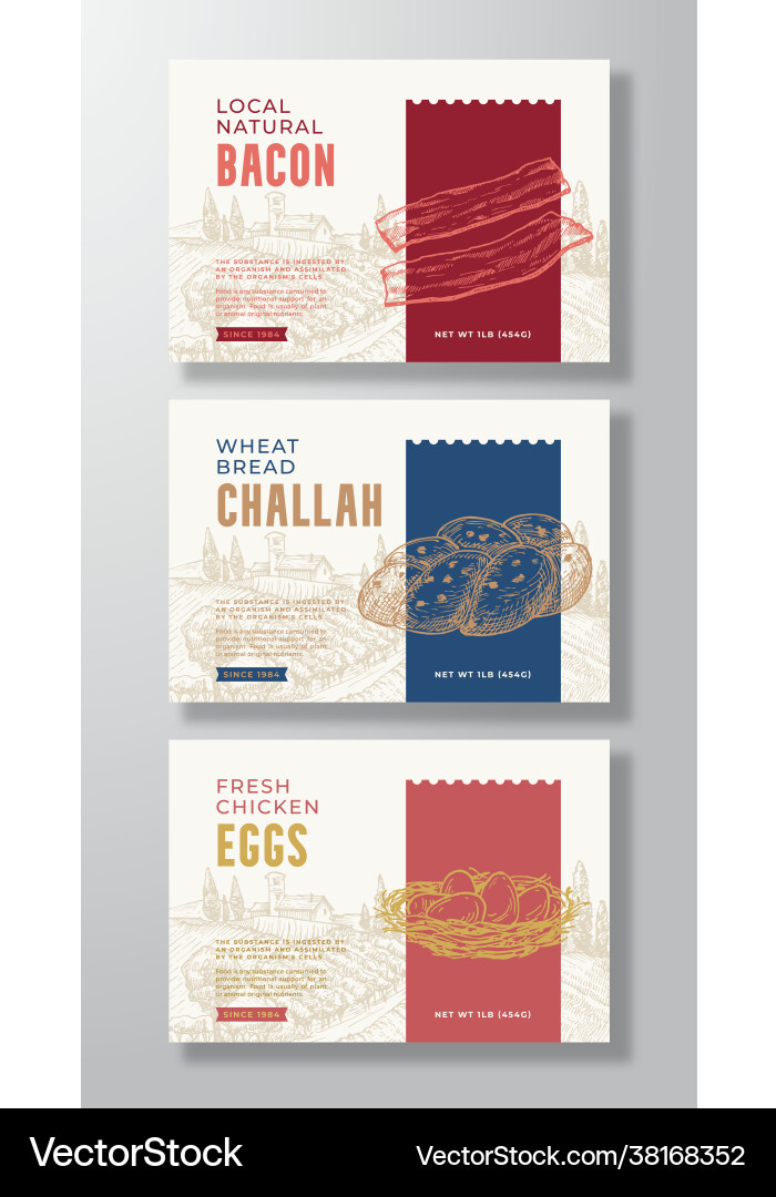 Fresh local food label templates set abstract Vector Image