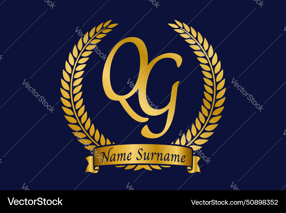 Initial letter q and g qg monogram logo design Vector Image