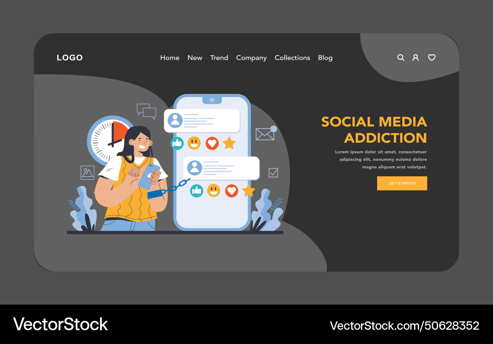 Internet addiction concept flat Royalty Free Vector Image
