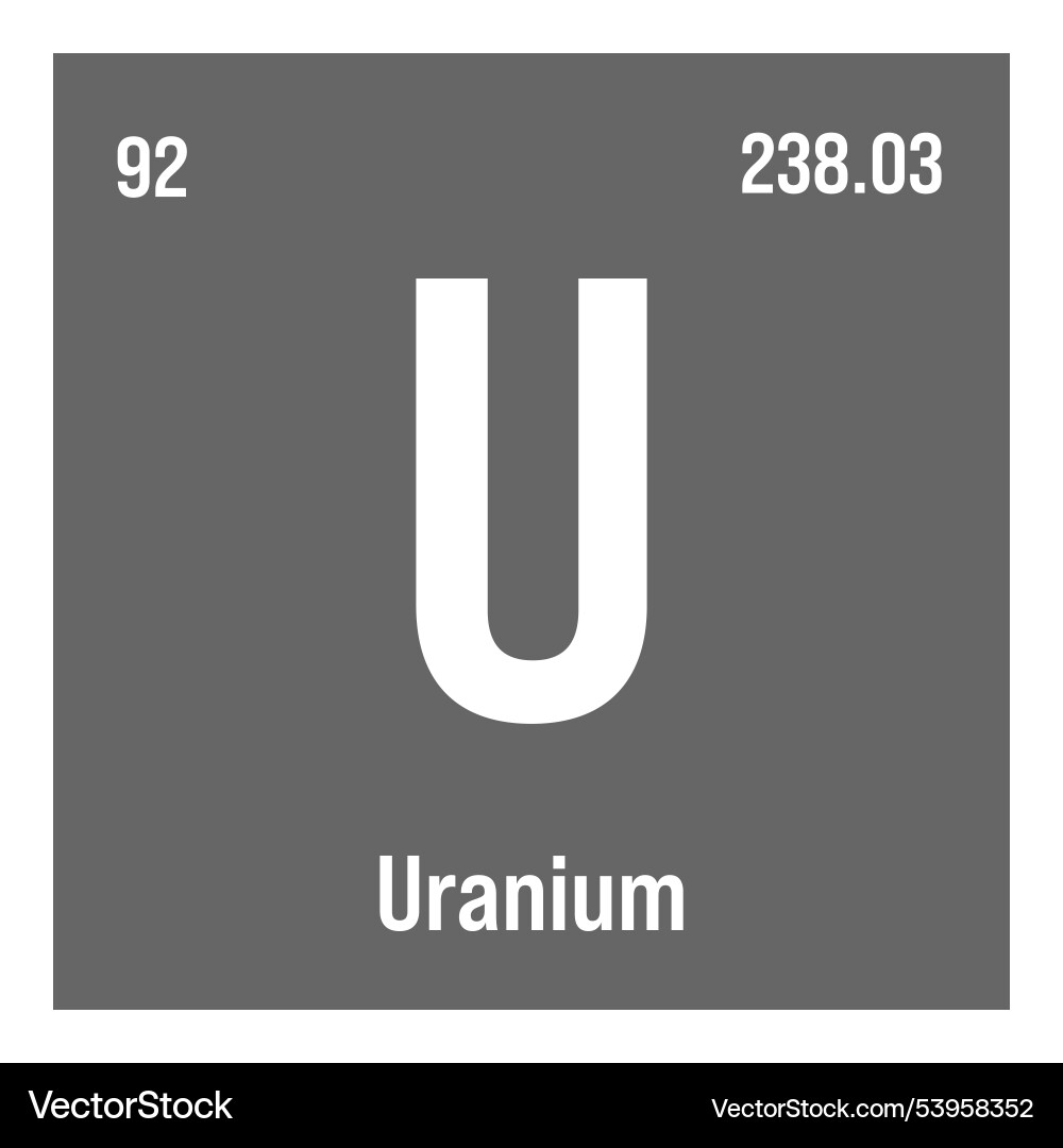 Uranium u periodic table element Royalty Free Vector Image