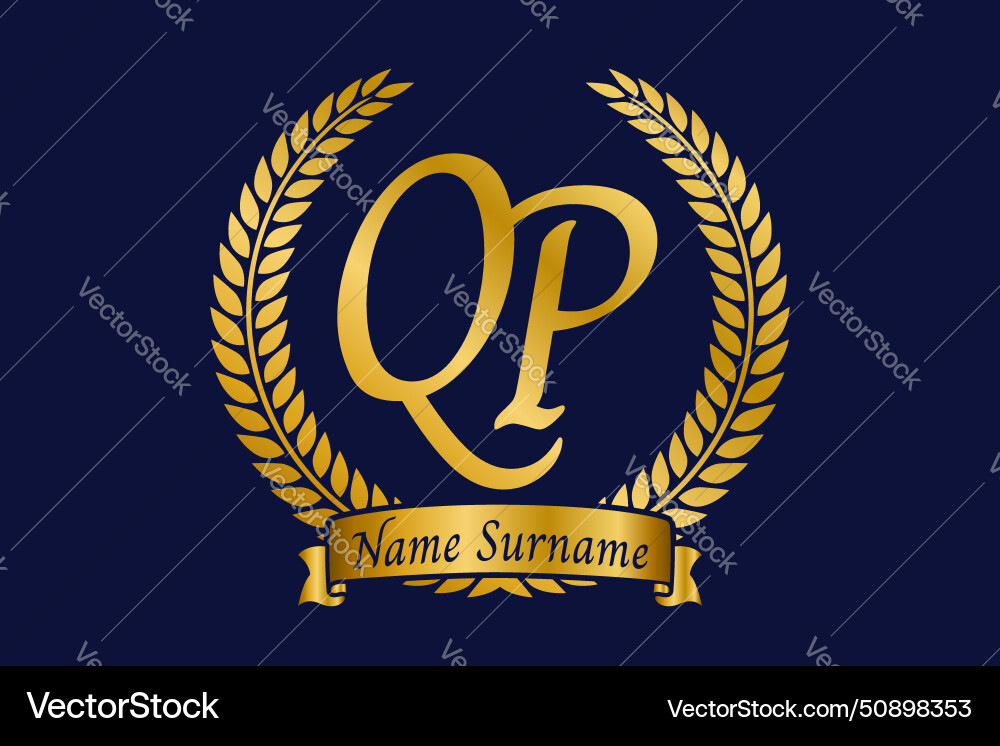 Initial letter q and p qp monogram logo design Vector Image