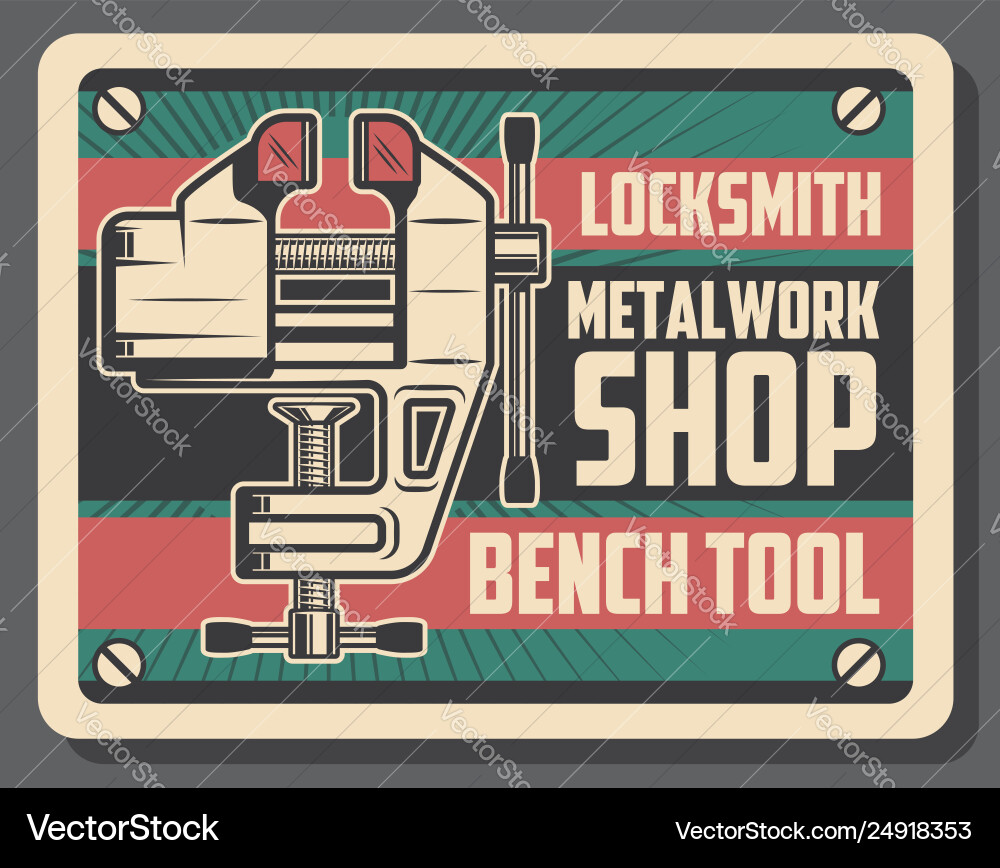 Locksmith and metalworking bench vice tool Vector Image