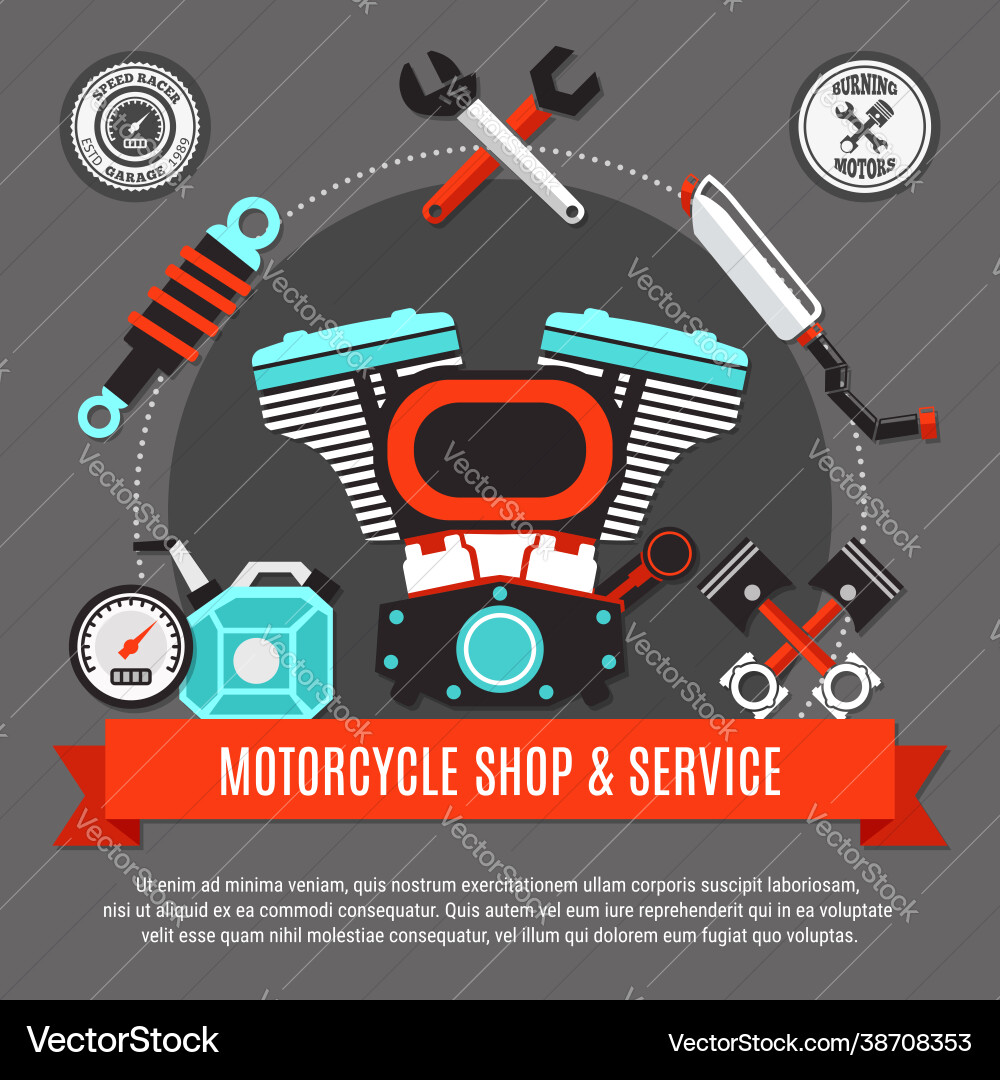Motorcycle shop and service Royalty Free Vector Image