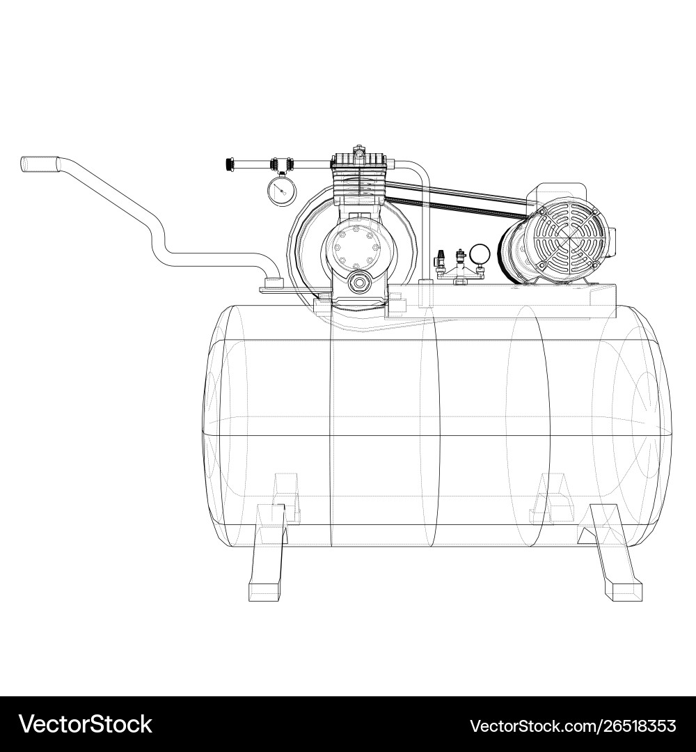 Outline air compressor Royalty Free Vector Image