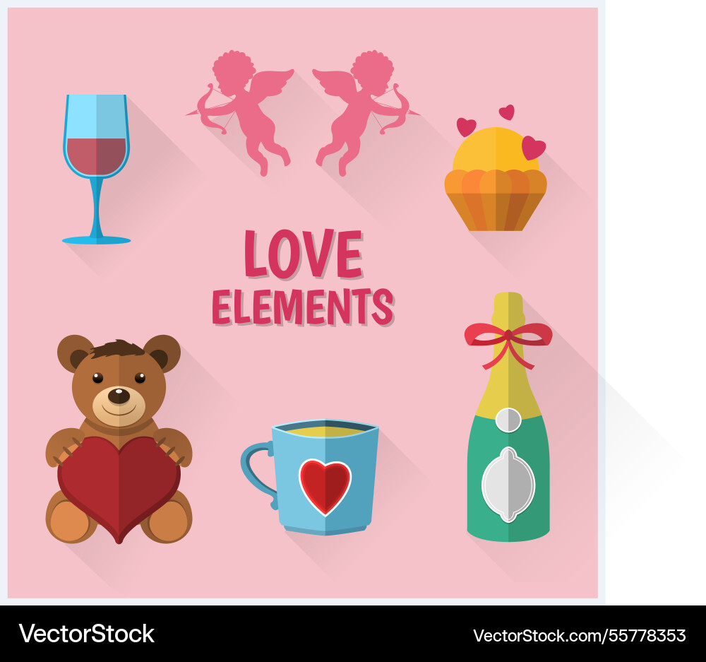 Romatic love elements Royalty Free Vector Image