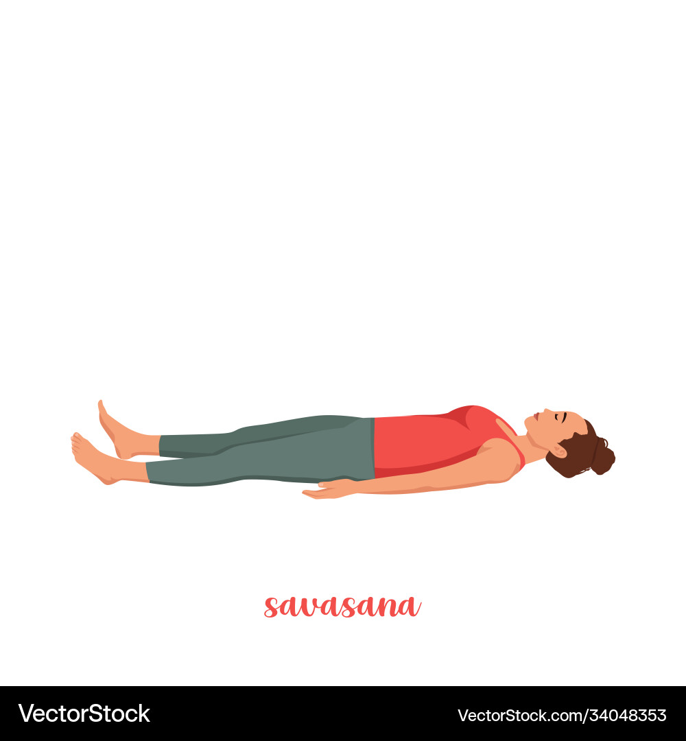 Shavasana or corpse pose yoga practice Royalty Free Vector