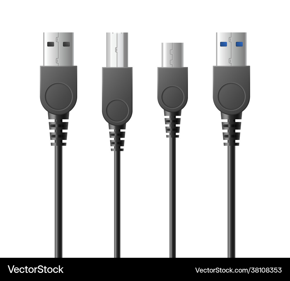 Usb type a c micro super speed Royalty Free Vector Image
