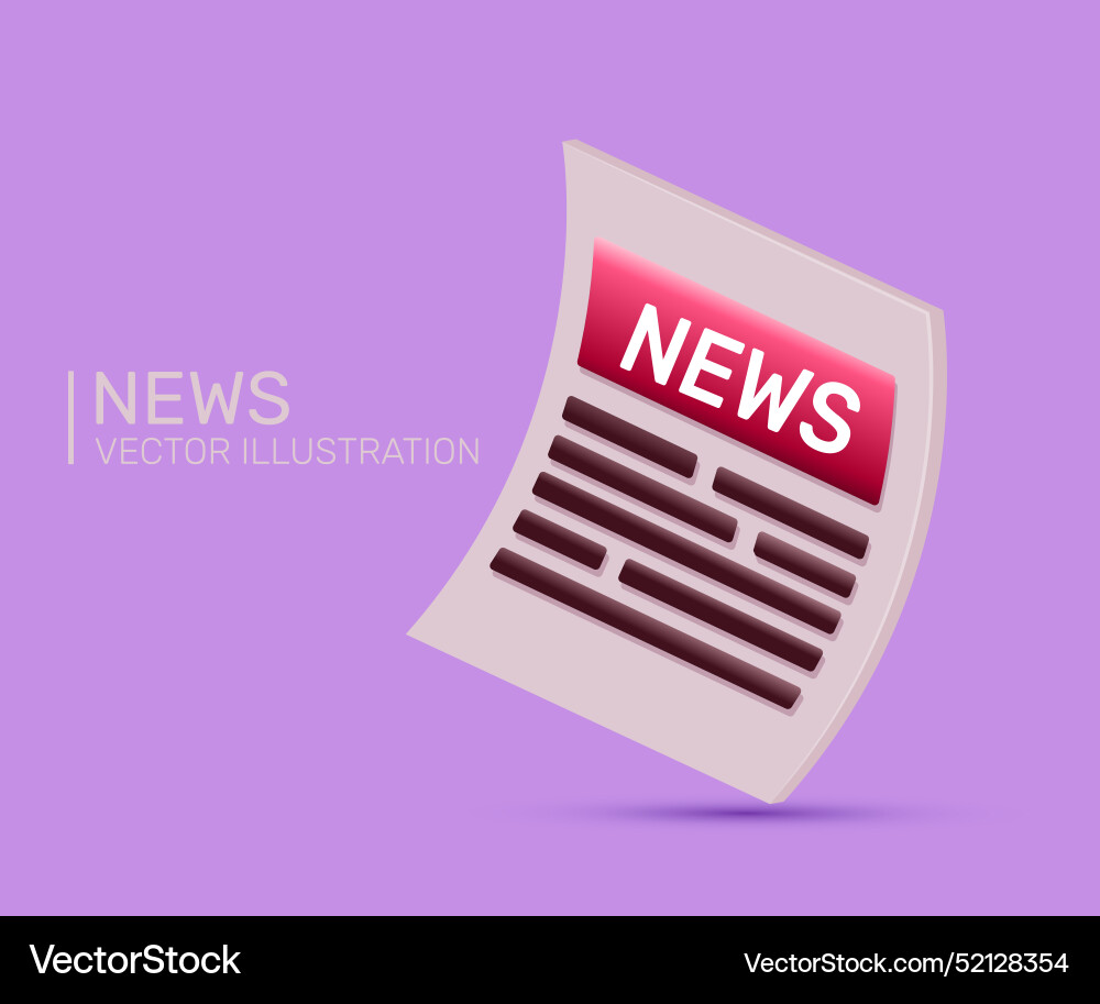 3d realistic icon concept world newspaper Vector Image