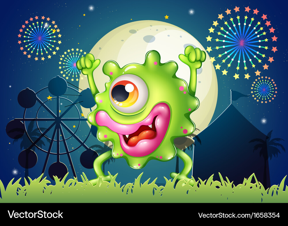 A monster dancing at the carnival in middle Vector Image