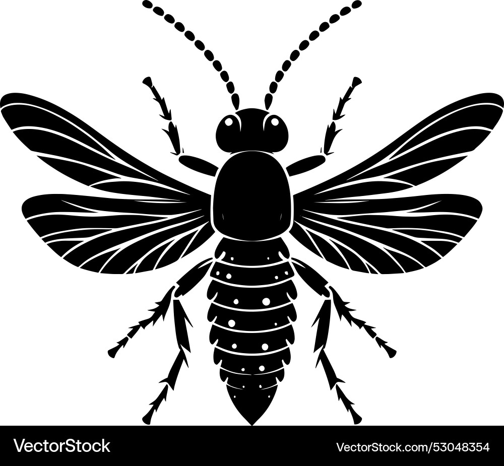 Beautiful firefly insect silhouette isolated on a Vector Image