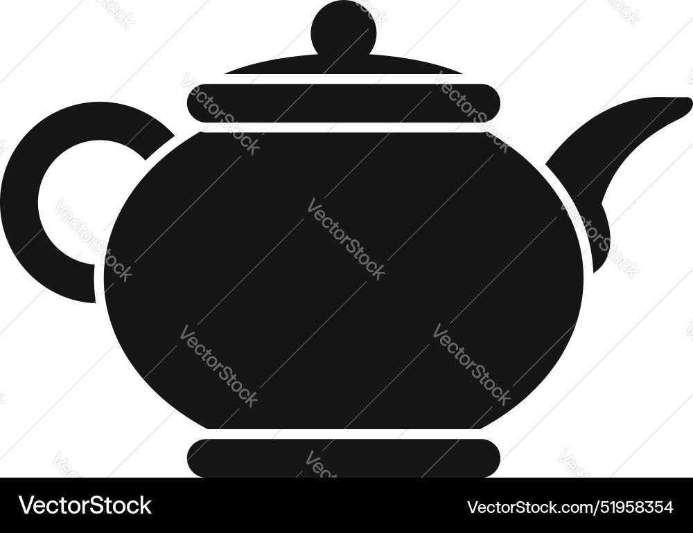Black round teapot standing on white background Vector Image
