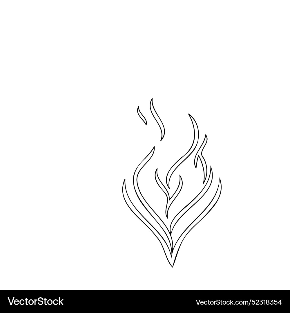 Candle flame fire heart outline sketch Royalty Free Vector