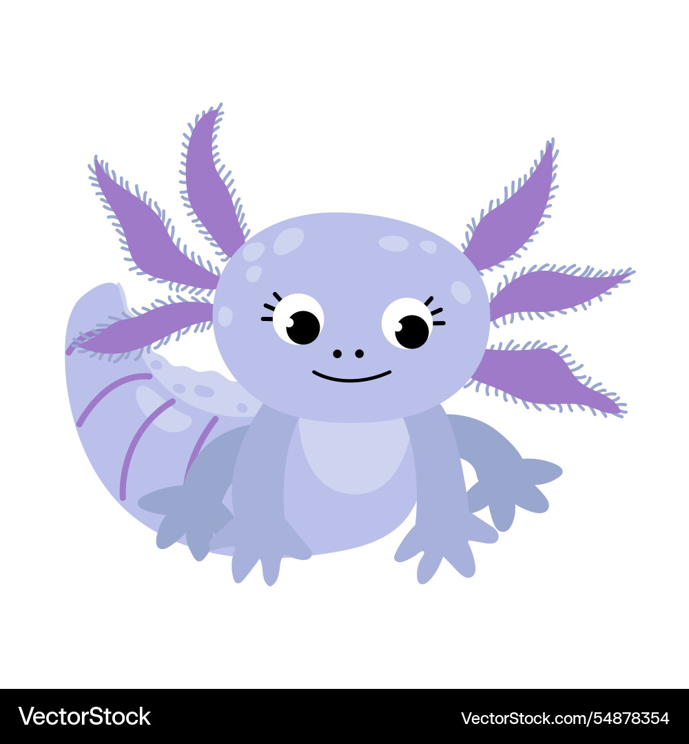 Cute cartoon axolotl character Royalty Free Vector Image