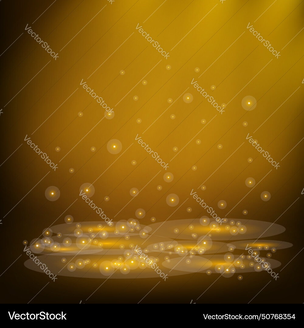 Gold spotlights shining with sparkles Royalty Free Vector