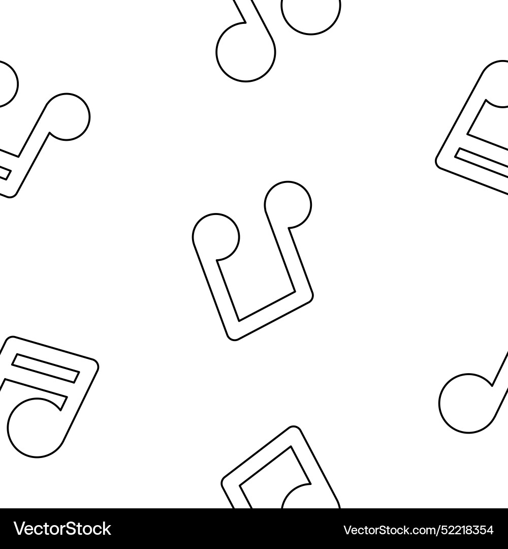 Musical notes seamless pattern coloring page Vector Image