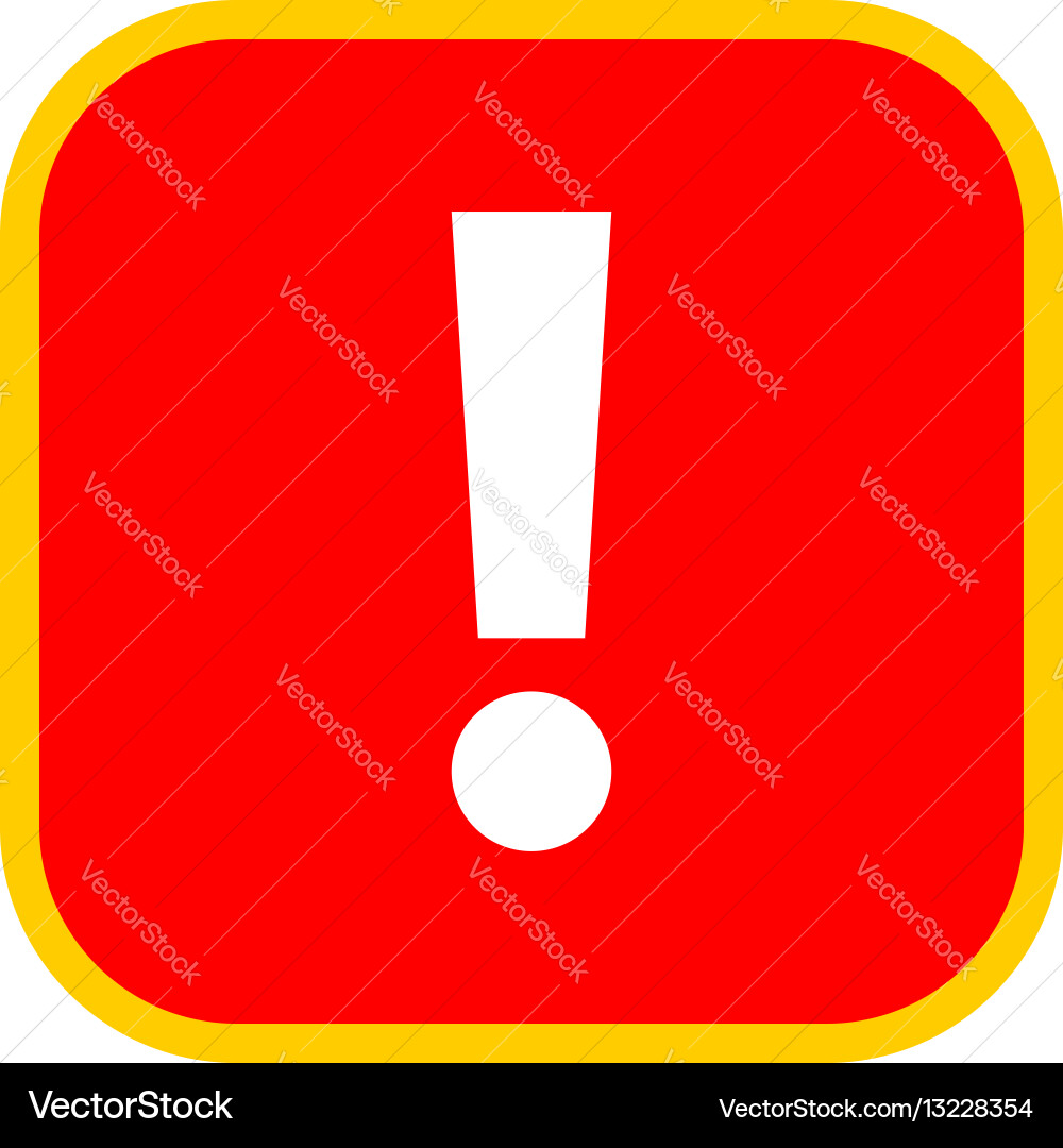Red square exclamation mark icon warning sign Vector Image