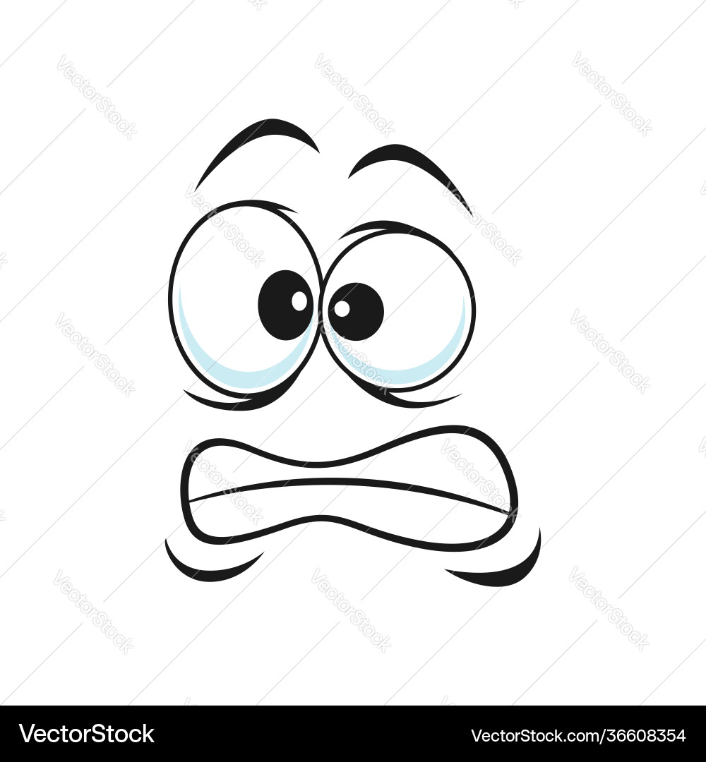 Stressed emoticon with toothed smile isolated face