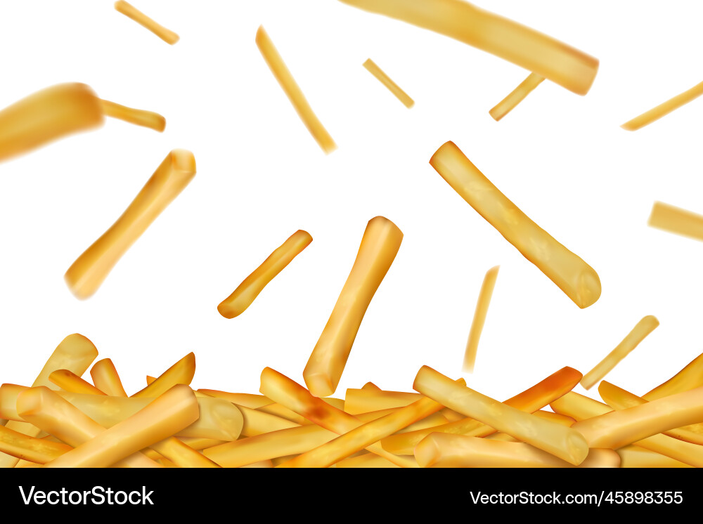 3d potato background french fries falling Vector Image