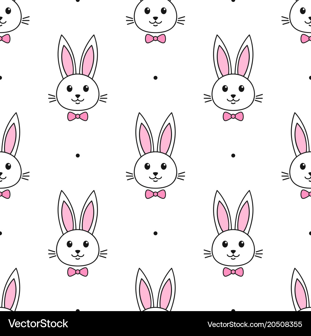 Cute rabbits with bow tie on white background Vector Image