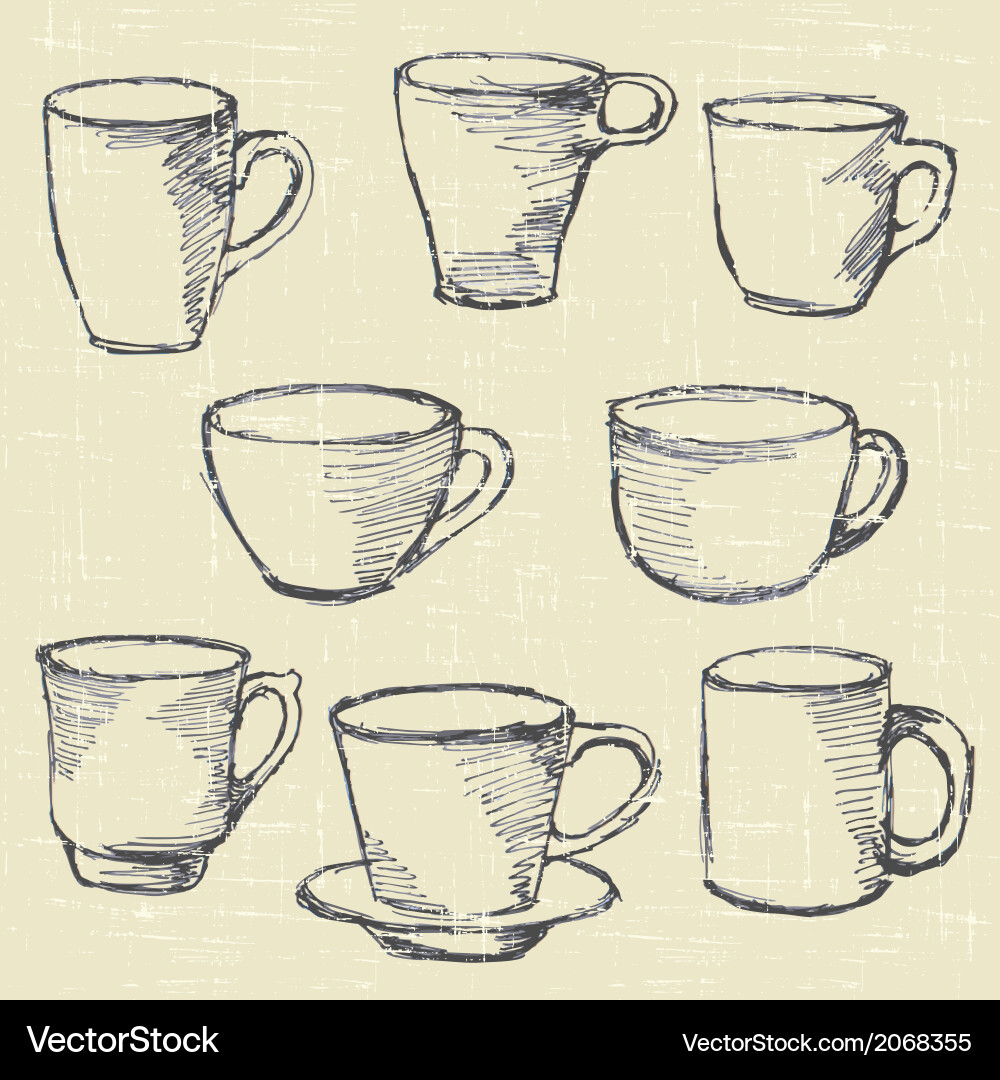 Drawn cups Royalty Free Vector Image - VectorStock