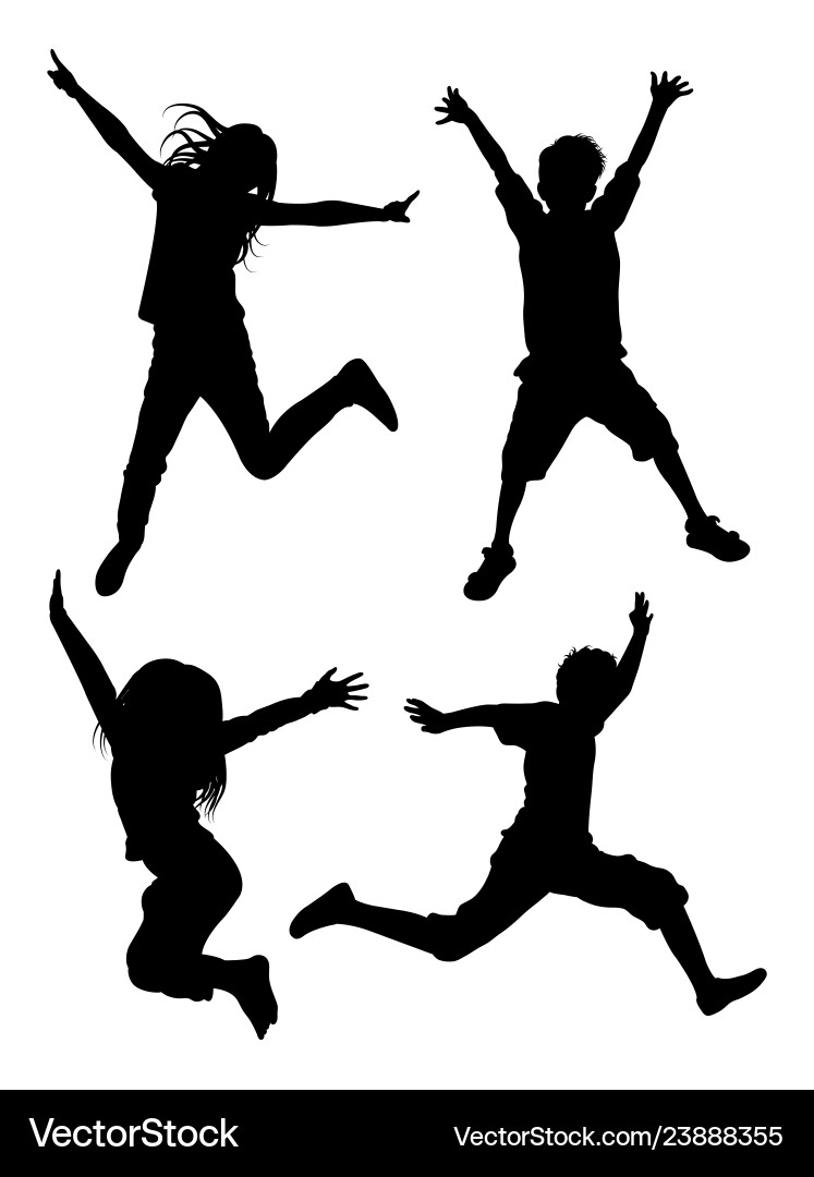 Kids jumping silhouette 03 Royalty Free Vector Image