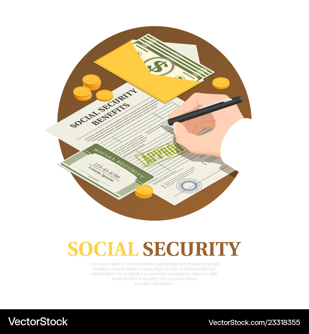 Social security benefits isometric composition Vector Image