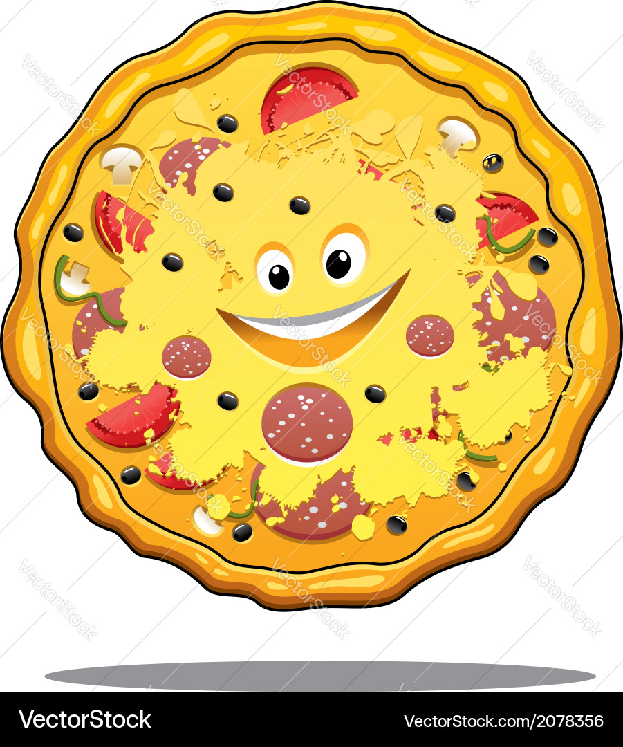Cartoon pepperoni pizza Royalty Free Vector Image