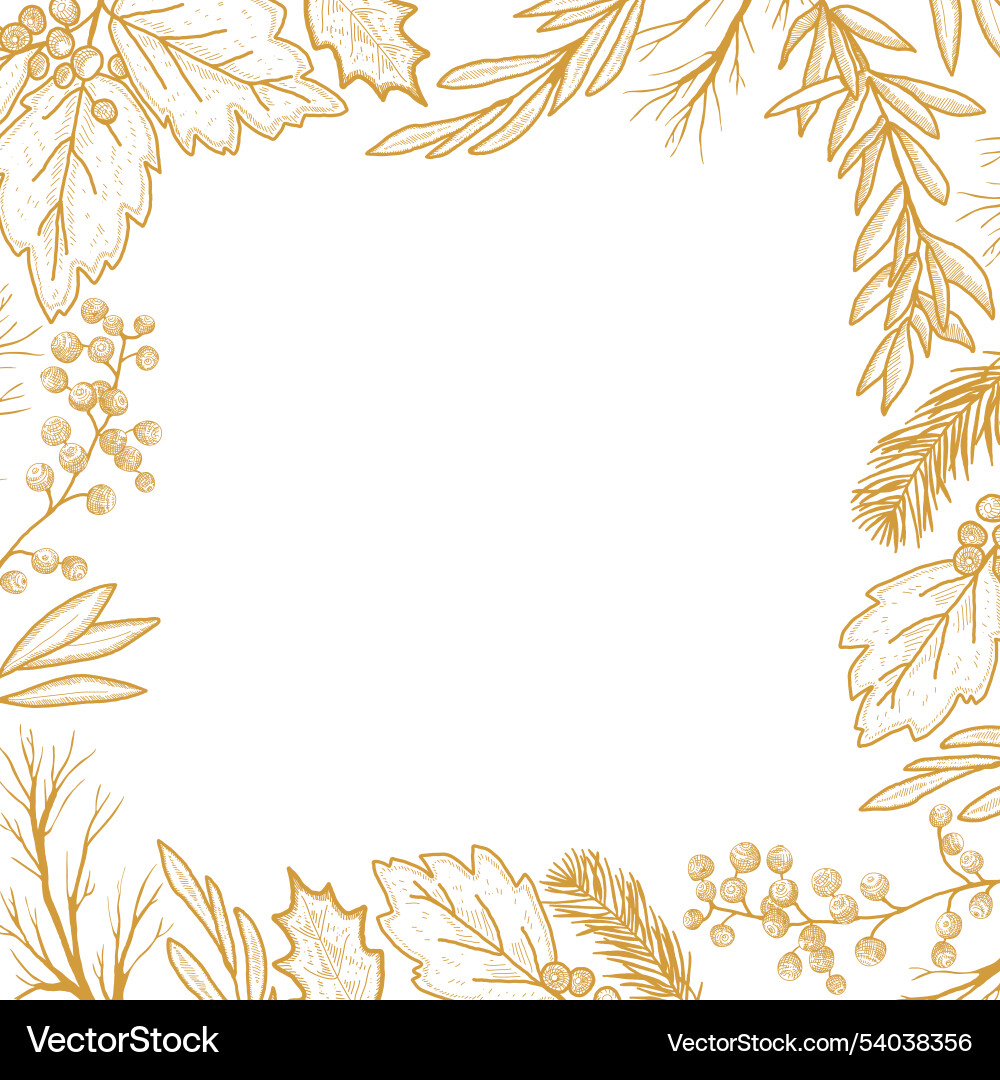 Christmas floral square frame Royalty Free Vector Image