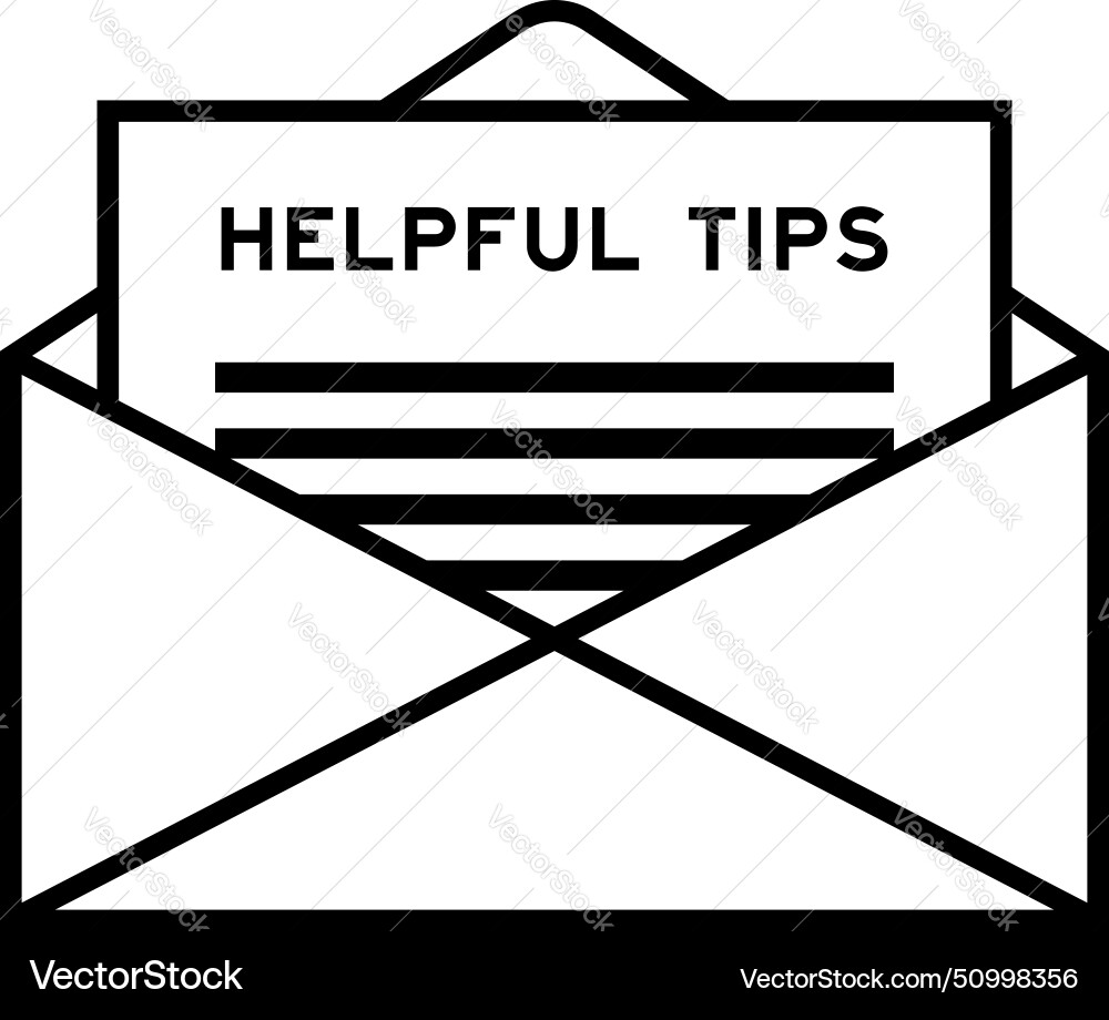 Envelope and letter sign with word helpful tips Vector Image