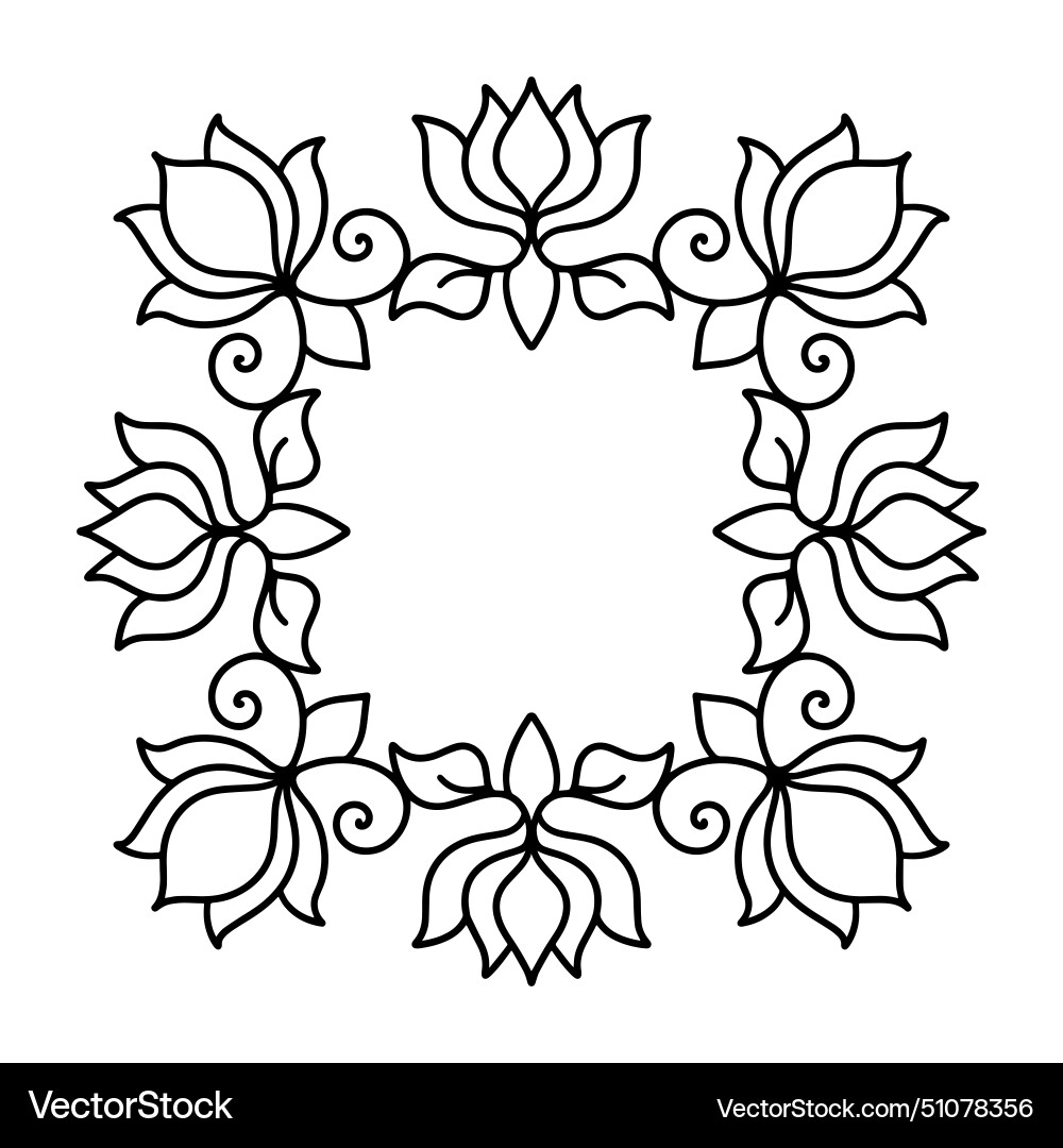 Frame in eastern tradition flower simple mandala Vector Image