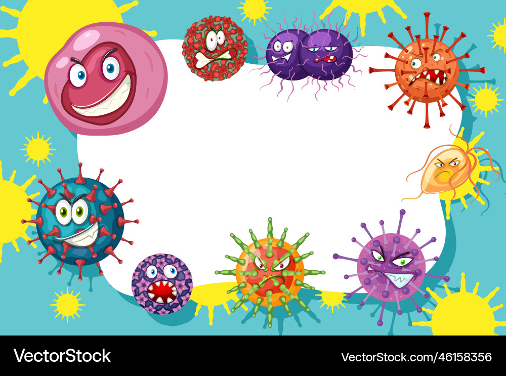 Germ bacteria and virus background frame template Vector Image