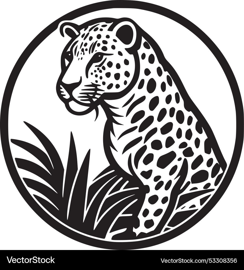 Leopard - black and white Royalty Free Vector Image
