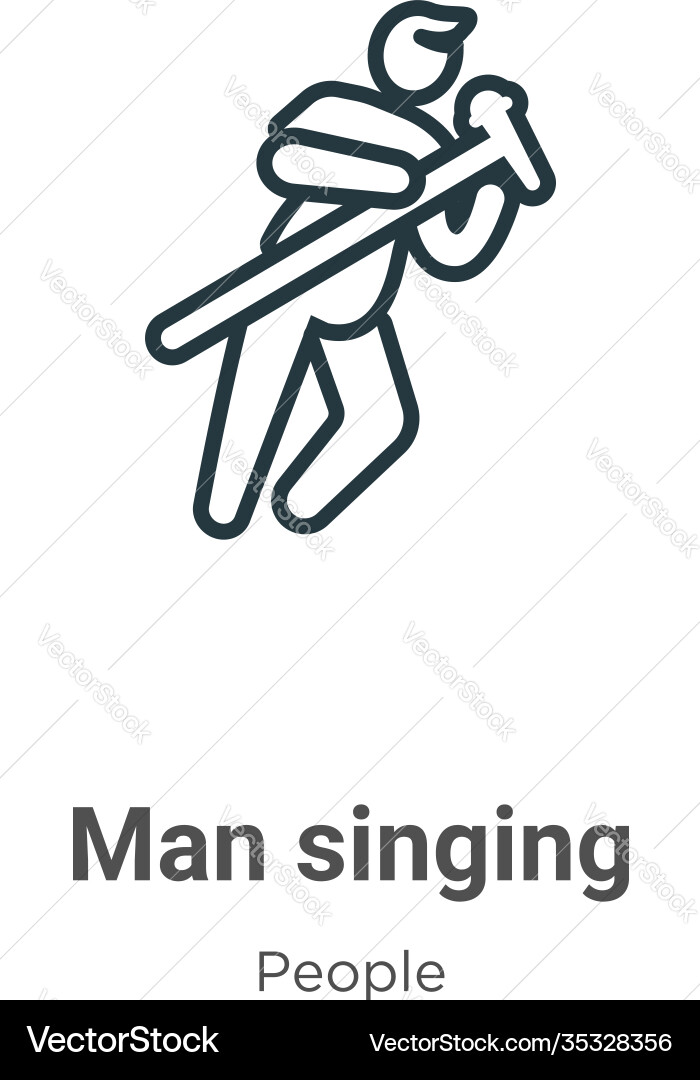 Man singing outline icon thin line black Vector Image