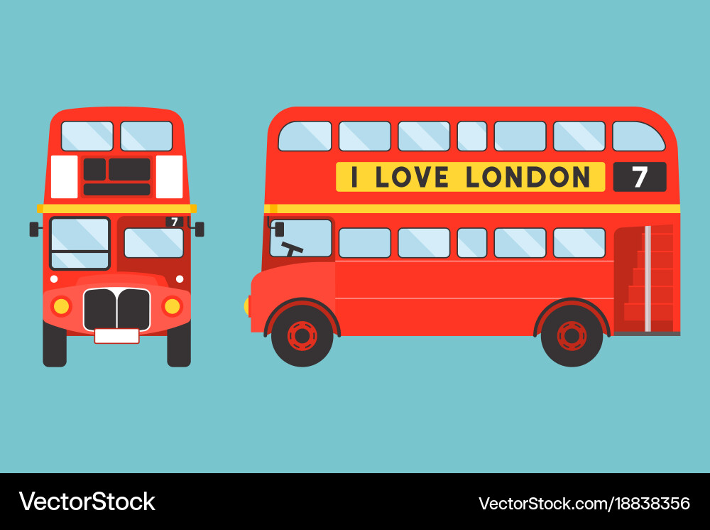 Red London Bus Icon - Front & Side Royalty Free Vector