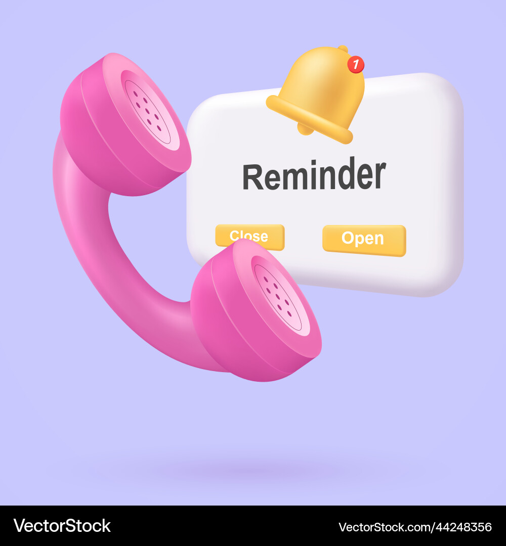 Reminder notification with bell and handset Vector Image