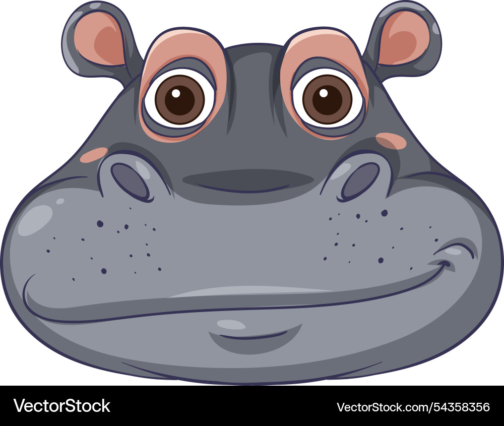 Smiling hippo face with big friendly eyes Vector Image