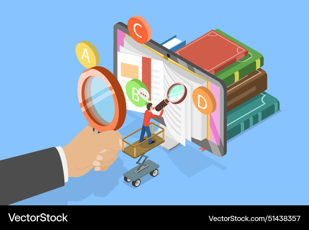 3d isometric flat of glossary Royalty Free Vector Image
