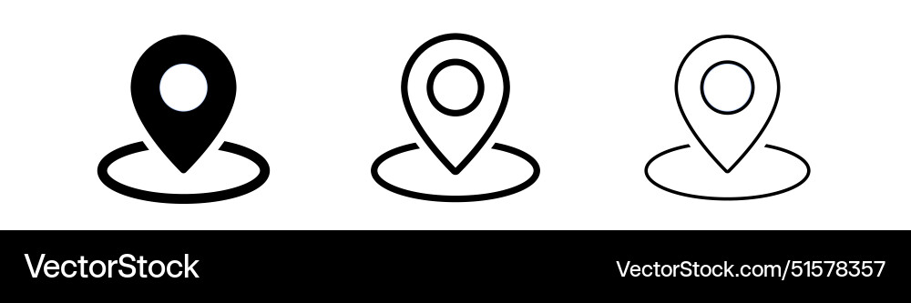 Location icon set point sign collection position Vector Image