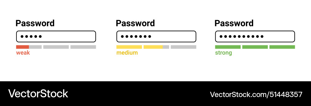 Password weak medium strong interface Royalty Free Vector