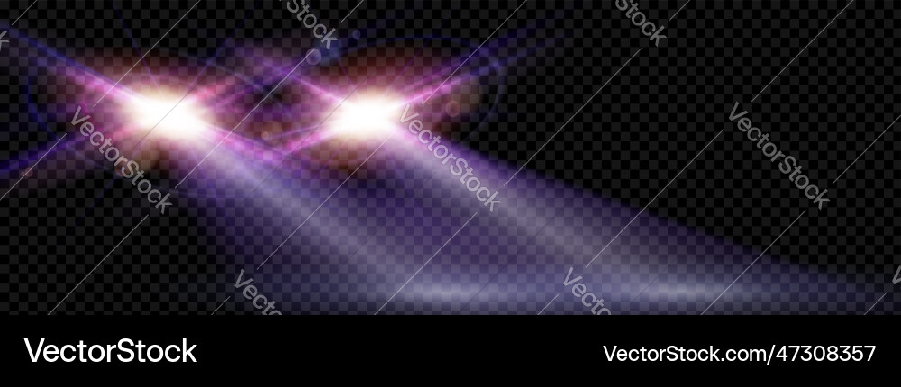 Realistic night car light flare effect Royalty Free Vector