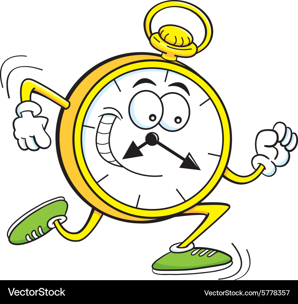 Running Clock Cartoon Royalty Free Vector Image