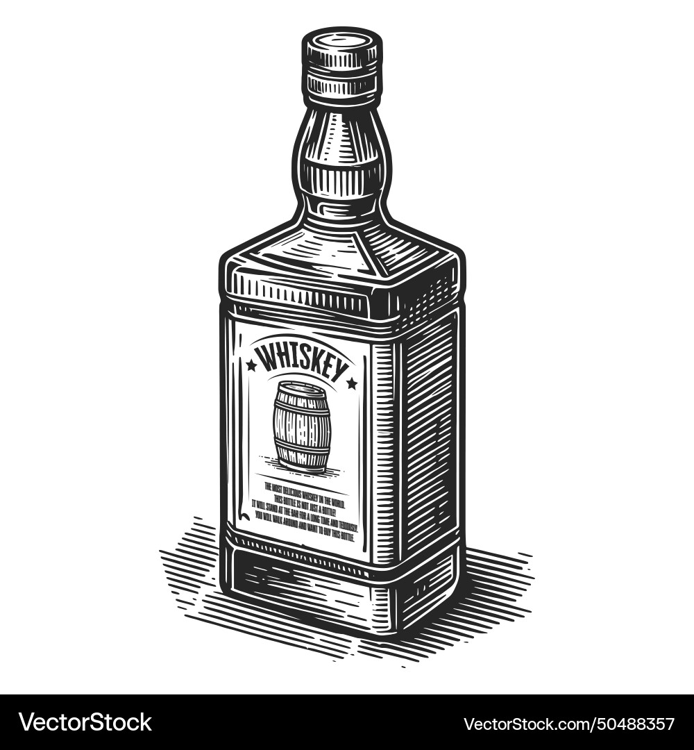 Whiskey bottle sketch Royalty Free Vector Image