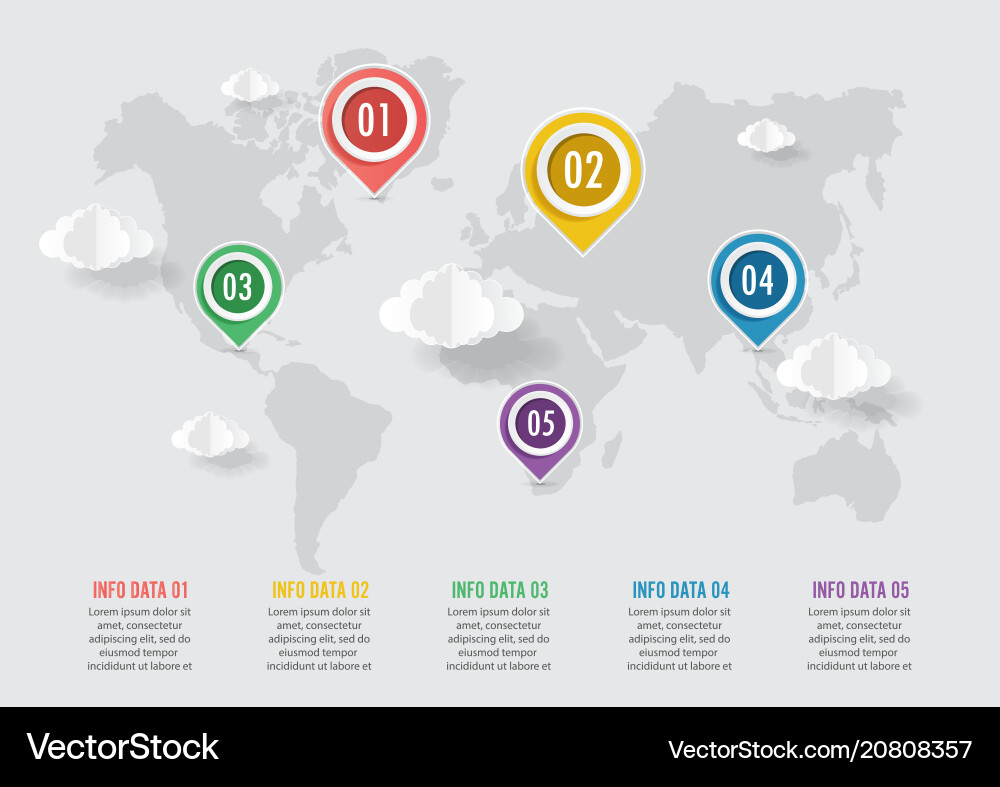 World map with abstract grunge circles Royalty Free Vector