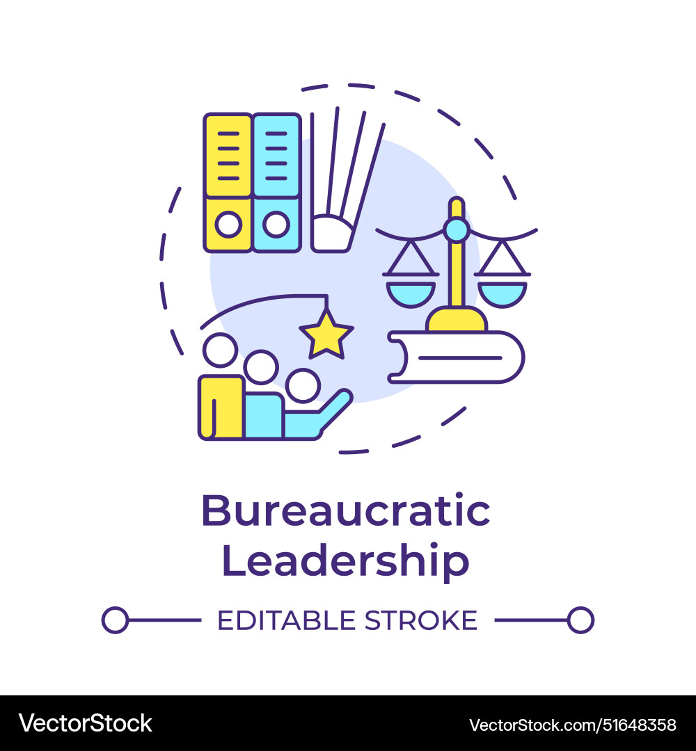 Bureaucratic leadership multi color concept icon Vector Image