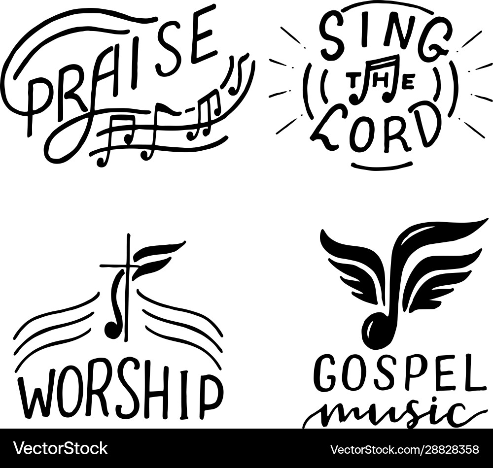 Christian Worship & Praise Logos Royalty Free Vector