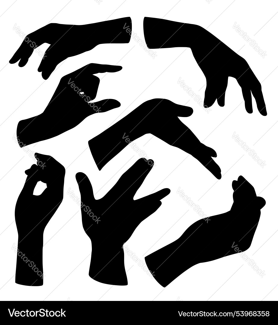 Menschliche Handzeichen Aktion schwarz silhouette Vektorbild